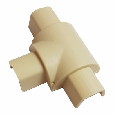 16mm x 8mm Magnolia Smooth Fit 2 Way T Splitter Trunking Adapter Wall ...