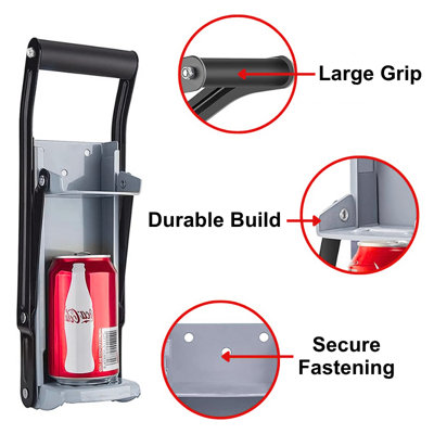 16oz Can Crusher with Bottle Opener Wall Mounted Manual Smasher 2 in 1 ...