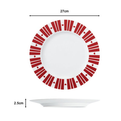 16pc Nordic Red Heart Dinner Set