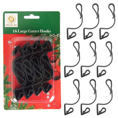 16Pcs Large Gutter Hooks Black - Heavy-Duty & Weather Resistant