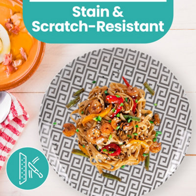 16pcs Melamine Dinnerware Set, Geometric Design