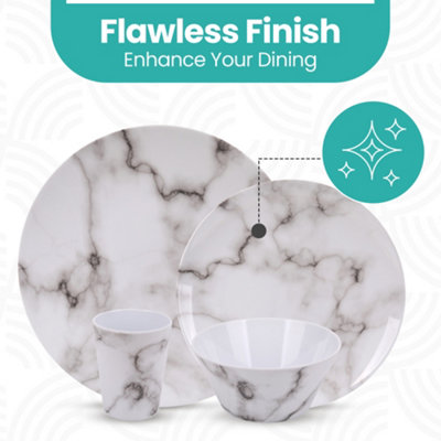 16pcs Melamine Dinnerware Set, Marble Design