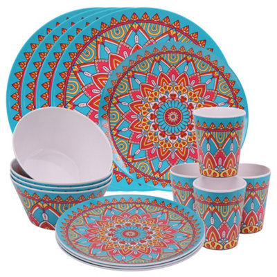 16pcs Melamine Dinnerware Set, Moroccan Design