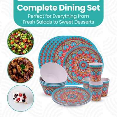 16pcs Melamine Dinnerware Set, Moroccan Design