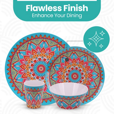 16pcs Melamine Dinnerware Set, Moroccan Design