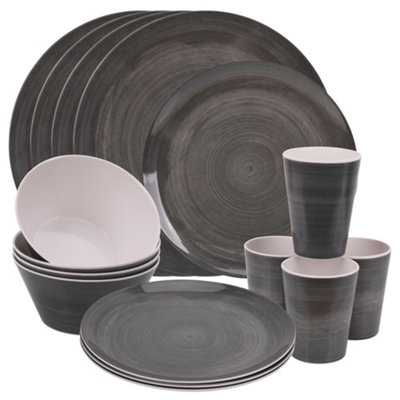 16pcs Melamine Dinnerware Set, Swirl Design