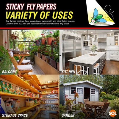 16pk Fly Paper Sticky Traps for Houseflies, Fruit Flies