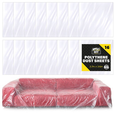16pk Plastic Dust Sheets for Decorating 3.6m x 2.7m, Large Dust Sheets ...