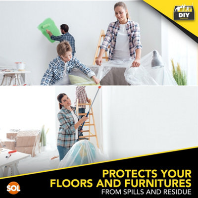 16pk Plastic Dust Sheets for Decorating 3.6m x 2.7m, Large Dust Sheets ...