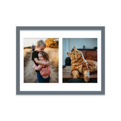 16x12 Inch 2 Opening Photo Collage Frame, Display Two 9x7 Inch Photos ...