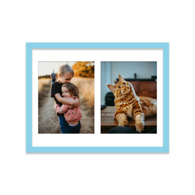 16x12 Inch 2 Opening Photo Collage Frame, Display Two 9x7 Inch Photos ...