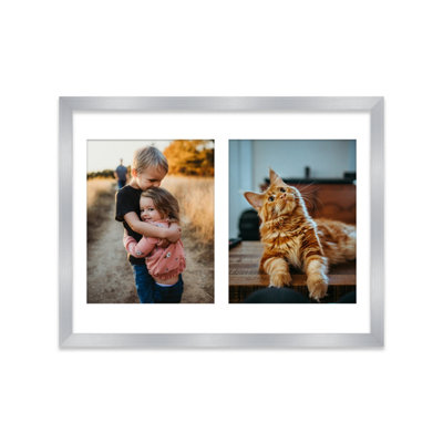 16x12 Inch 2 Opening Photo Collage Frame, Display Two 9x7 Inch Photos ...