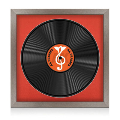 16x16" Aluminium Modern Vinyl Record Frame With Poppy Red Mount for 12 ...