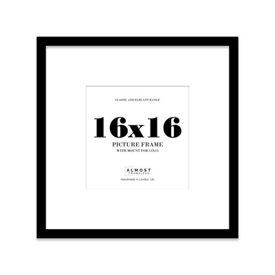 16x16" Black Picture Frame - 16x16" Square Frame with 13x13" Mount for ...