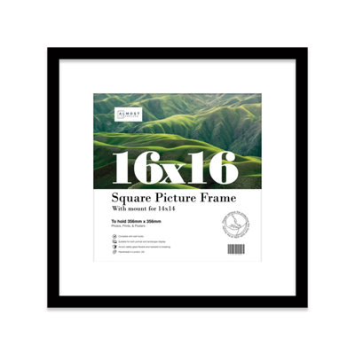16x16" Black Picture Frame - 16x16" Square Frame with 14x14" Mount for ...