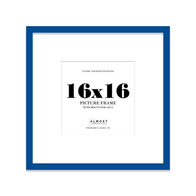 16x16" Blue Picture Frame - 16x16" Square Frame with 13x13" Mount for ...