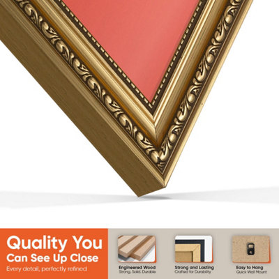 16x16" Gold Ornate Vinyl Record Frame With Poppy Red Mount for 12 Inch ...