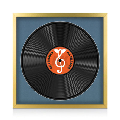 16x16" Gold Sleek Vinyl Record Frame With Pompadour Mount for 12 Inch ...
