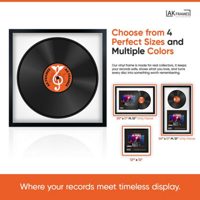 16x16" Gold Sleek Vinyl Record Frame With White Mount for 12 Inch LP ...