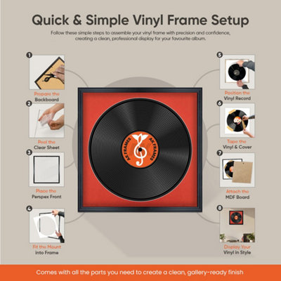 16x16" Green Classic Vinyl Record Frame With White Mount for 12 Inch LP ...