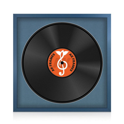16X16" NAVY BLUE SLEEK VINYL RECORD FRAME WITH POMPADOUR MOUNT FOR 12 ...