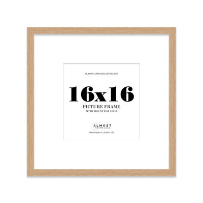 16x16" Oak Picture Frame - 16x16" Square Frame with 13x13" Mount for ...
