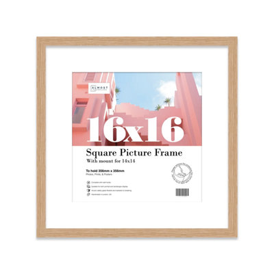 16x16" Oak Picture Frame - 16x16" Square Frame with 14x14" Mount for ...