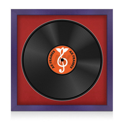 16x16" Purple Modern Vinyl Record Frame With Crimson Mount for 12 Inch ...