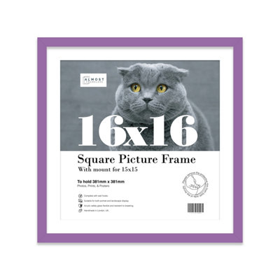 16x16" Purple Picture Frame - 16x16" Square Frame with 15x15" Mount for ...