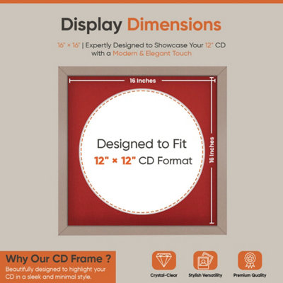 16x16" Rose Gold Modern Vinyl Record Frame With Crimson Mount for 12 ...
