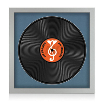 16x16" Silver Modern Vinyl Record Frame With Pompadour Mount for 12 ...