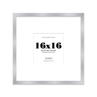 16x16" Silver Picture Frame - 16x16" Square Frame with 12x12" Mount for ...
