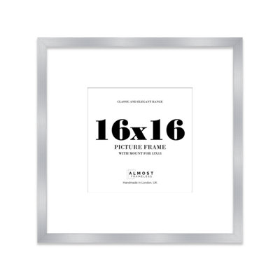 16x16" Silver Picture Frame - 16x16" Square Frame with 13x13" Mount for ...