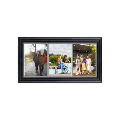 16X8 Black Classic Multi Photo Frame with Mid Grey Mount - Holds 3 ...