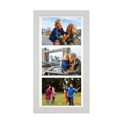 16X8 White Ash Modern Multi Photo Frame with White Mount - Holds 3 ...