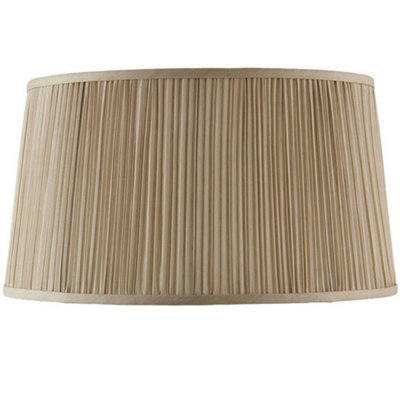 17" Luxury Oval Straight Sided Lamp Shade Beige Pleated Organza Modern ...