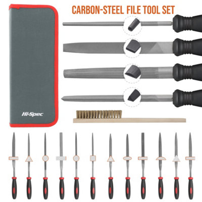 17 PC Metal Hand & Needle File Tool Set Large & Fine Micro Steel Files ...