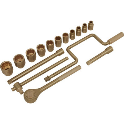 17 Piece Non Sparking Socket Set - 1/2" Sq Drive - 10 to 32mm Sockets ...