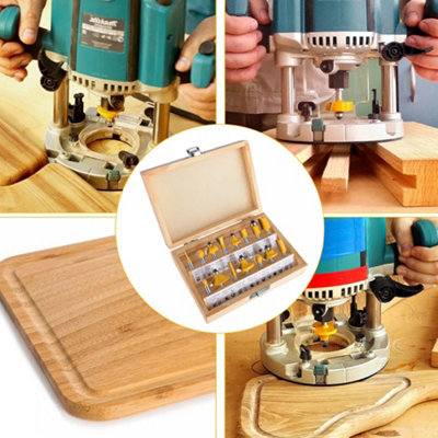 17 Piece Router Bit Set 1/4 inch Shank Tungsten Carbide Woodworking Bits