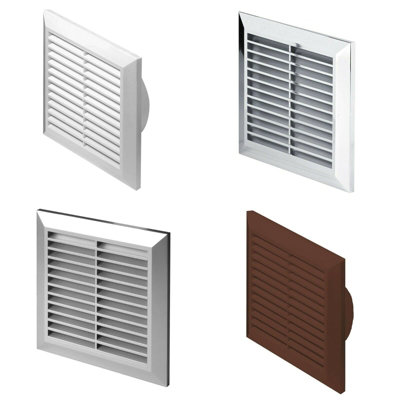 170 mm x 170 mm Brown Air Vent Grille for 100 mm Round Duct Hose Pipe ...