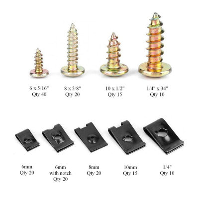 170 x Assorted Speed Fastener Spire U Clips & Screws, Interior Trim ...