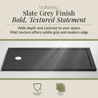 1700 x 700mm Premium Bath Replacement Shower Tray - Slate Grey