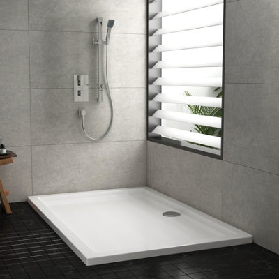 1700 x 800mm Rectangular Stone Shower Enclosure Tray with Riser Kit ...