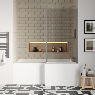 1700mm Right Hand L Shape Bathtub, Front Panel with Bath Screen ...