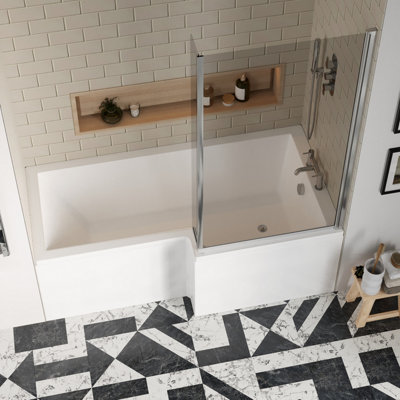 1700mm Right Hand L Shape Bathtub, Front Panel with Bath Screen ...