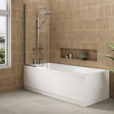 1700mm Waterproof Straight Shower Bath Front Panel - Gloss White