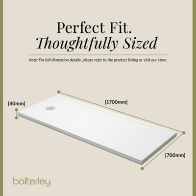 1700x700mm Slimline White Gloss Rectangular Shower Tray Bath Replacement