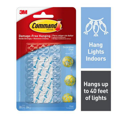 17026CLR Command Clear Decorating Clips with Clear Strips