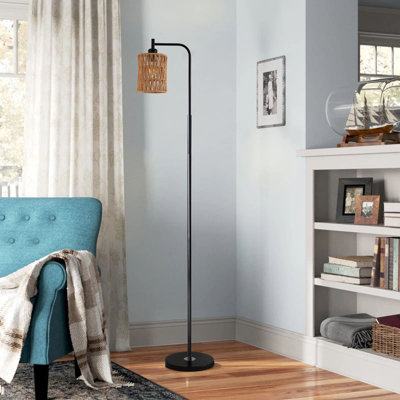 170cm Black Metal Floor Lamp,Rope Shade,E27