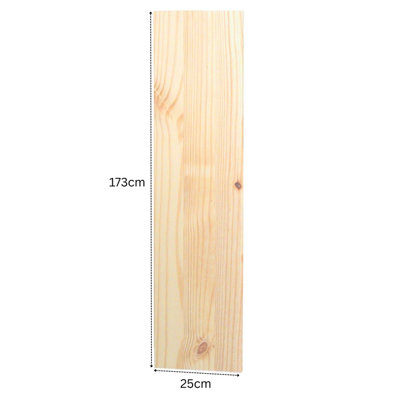 1730 x 250mm Shelf Board, Solid Pine Wood, Natural Sanded